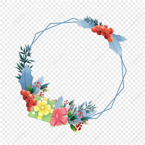 Watercolor Christmas Plant Floral Line Border Template Celebration Png