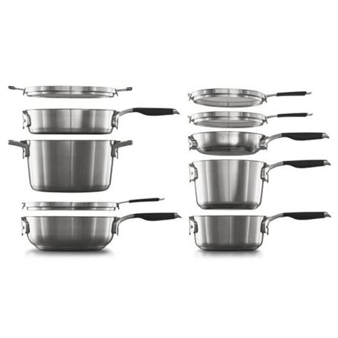Calphalon Select 10pc Space Saving Stackable Stainless Steel Cookware Set