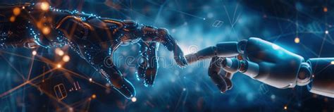 Connection Between Human And Robotic Hands Symbolizes Innovation In Ai And Machine Learning