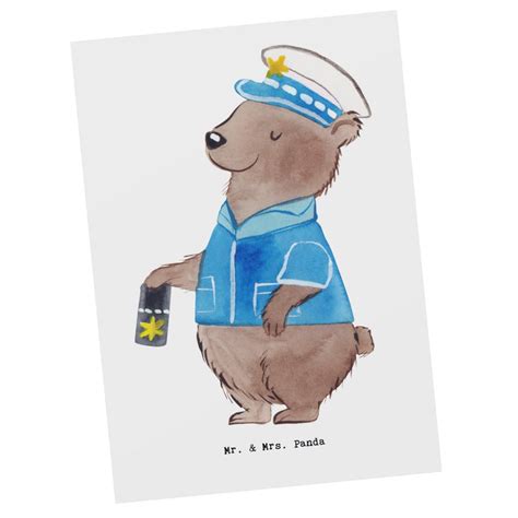 Mr And Mrs Panda Postkarte Polizist Herz Weiß Geschenk Rente
