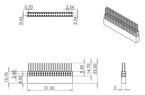 EXTENSOR CONECTOR GPIO HEMBRA 2x20 9 50MM