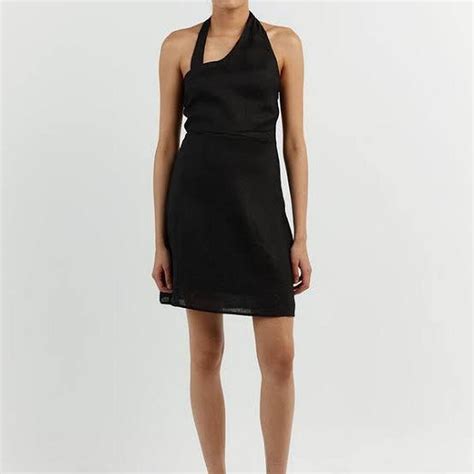 Black Linen Mini Dress Dissh Depop