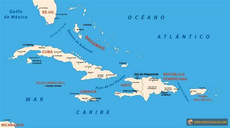 Antillas Mayores Países Y Mapa