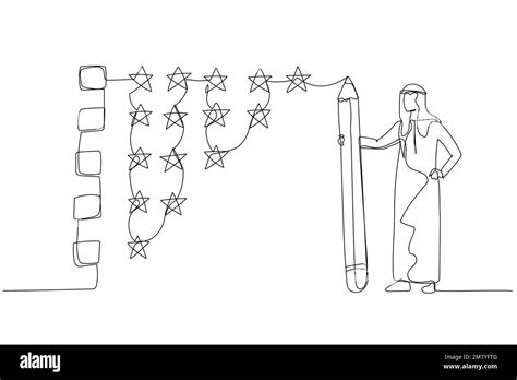 Drawing Of Businesswoman Holding Pencil To Evaluate Star Feedback Concept Of Evaluation Feedback