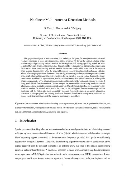Pdf Nonlinear Multi Antenna Detection Methods · Multiuser Detection