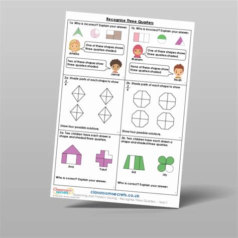 Year 2 Recognise Three Quarters Homework Resource Classroom Secrets