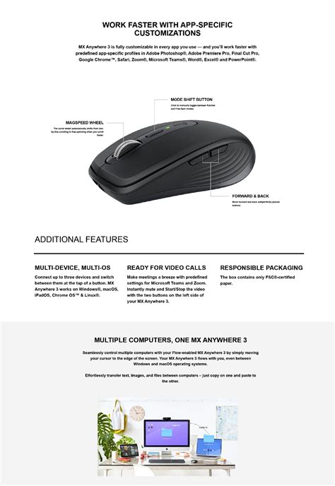 Logitech Mx Anywhere 3 Wireless Mouse With Magspeed Scrolling Quick Charge And Multiple