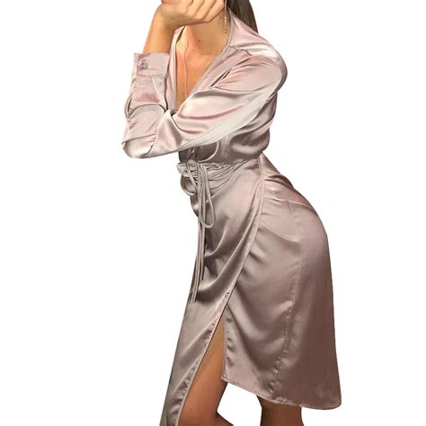 Empire Satin Silk Sexy Long Sleeve Party Dresses Night Club Soft Dress