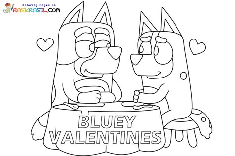 Bluey Valentines Day Coloring Sheets