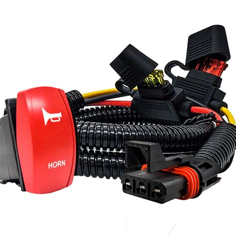 Horn Momentary Onoff Red Rocker Switch With Power Busbar Plug Harness