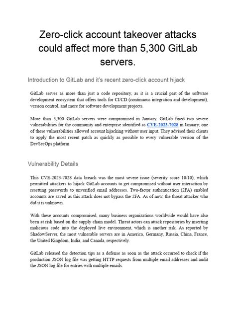 Gitlab Account Hijacking Cybr 10004 Pdf Computer Security Security