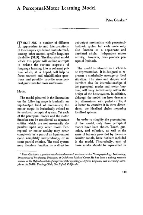 Pdf A Perceptual Motor Learning Model