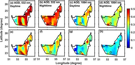Mean Gridded 05° × 05° Aod From Calipso During A Daytime And B