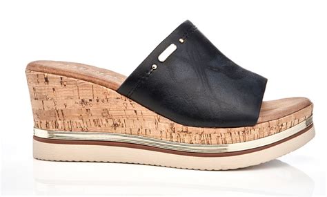 Womens Slip On Cork Comfort Wedge Mules With Metallic Trim Groupon