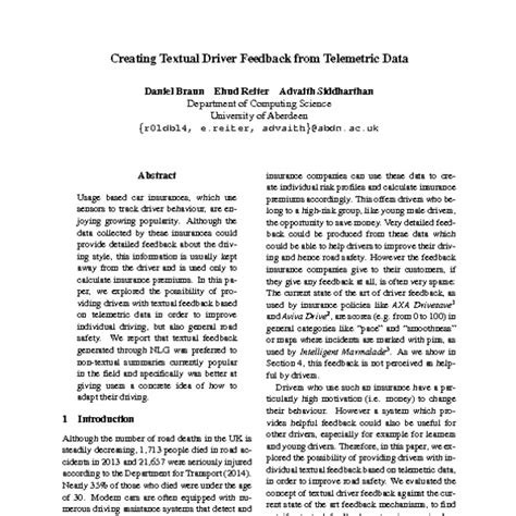 Creating Textual Driver Feedback From Telemetric Data Acl Anthology