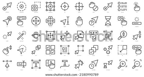 Vektor Stok Set Thin Line Selection Cursors Icons Tanpa Royalti 2180990789 Shutterstock