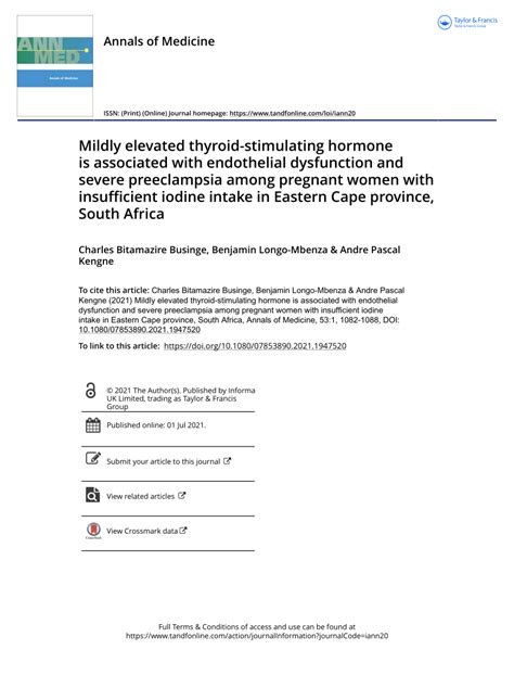 Pdf Mildly Elevated Thyroid Stimulating Hormone Is Associated With
