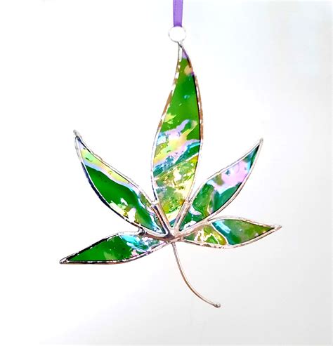 Iridescent Stained Glass Leaf Rainbow Christmas T For Him Etsy