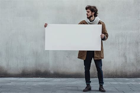 Young Man Holding A Banner Premium Ai Generated Image
