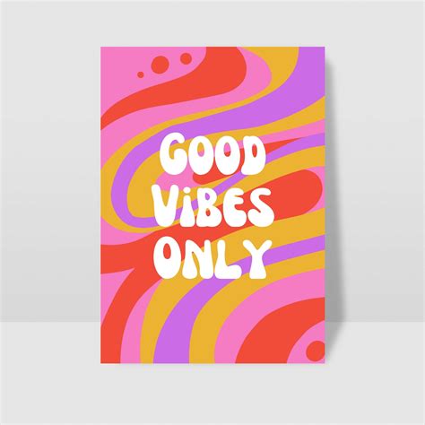 Good Vibes Only Printable Poster Digital Print Retro Bright Etsy