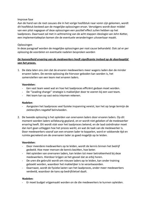 Analyse Fase Green Belt Lean Six Sigma HvA Studeersnel