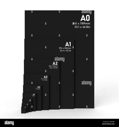 International A Series Paper Size Formats From A0 To A8 With White