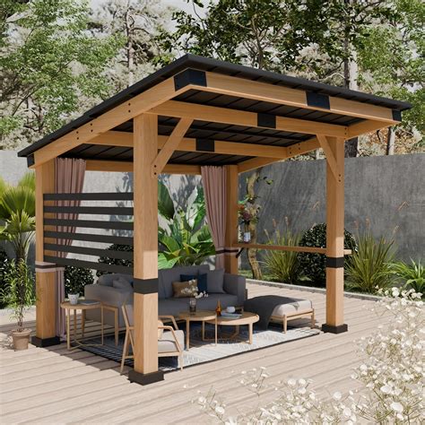 Yardsight Wood Gazebo 10 X 12 Hardtop Cedar Gazebo With
