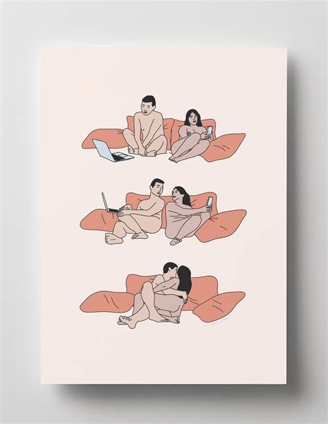 Unplug Nude Couple Minimalist Art Print Etsy