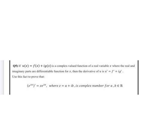 solved q5 if u x f x ig x is a complex valued