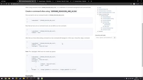 command aliases command mode reassign and alias youtube
