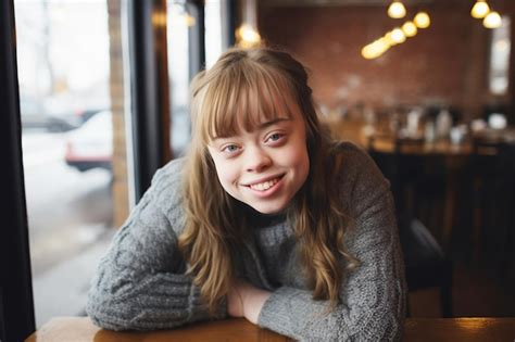 Premium Ai Image Caucasian Young Woman With Down Syndrome Ai Generated