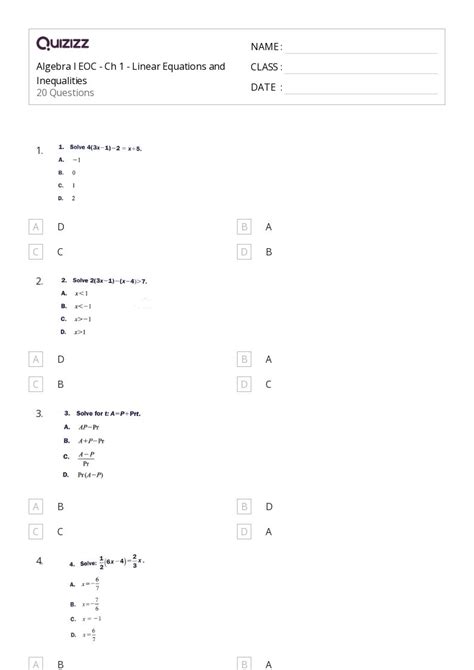 Free Algebra 1 Linear Equations Worksheet Download Free Algebra 1