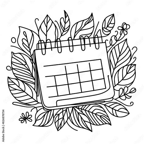 Loose Leaf Calendar In One Continuous Line Art Vector Illustration Calendarr Doodle Contour
