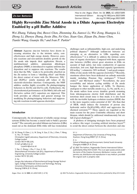 pdf highly reversible zinc metal anode in a dilute aqueous