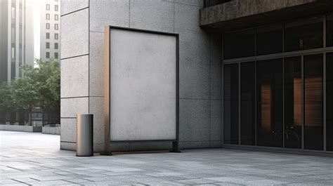 사각형 모양의 빈 콘크리트 벽에 거리 상점 템플릿 간판의 3d 렌더링 옥외 간판 가게 간판 간판 디자인 배경 일러스트 및