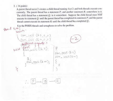Solved 3 16 Points A Parent Thread Main Creates A Chegg