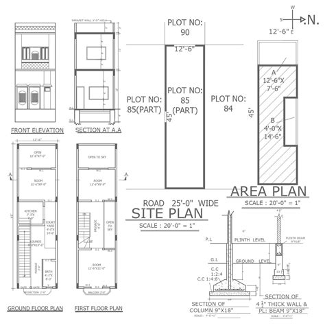 Plot Part Detail Plan Elevation And Section Autocad Dwg Drawing