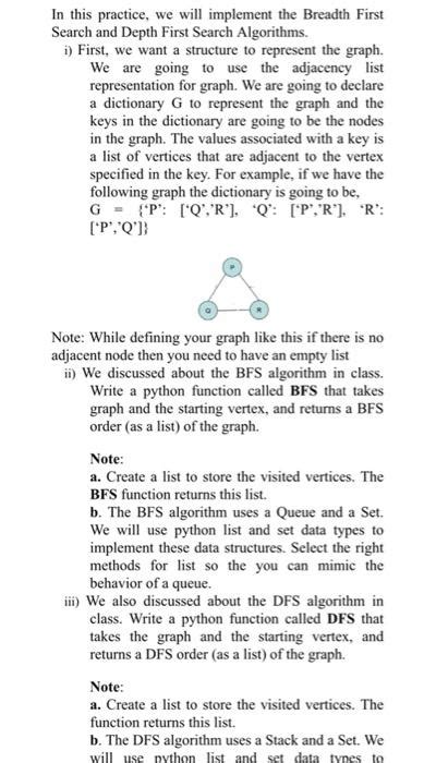 Solved In This Practice We Will Implement The Breadth First Chegg