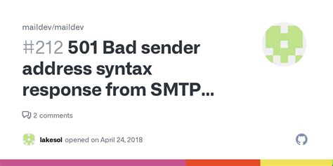501 Bad Sender Address Syntax Response From SMTP Server When Setting
