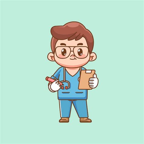 Docteur Mignon Prend Des Notes Personnel Médical Personnage Kawaii