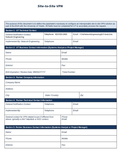 Site To Site VPN Configuration Template Doc Template PdfFiller