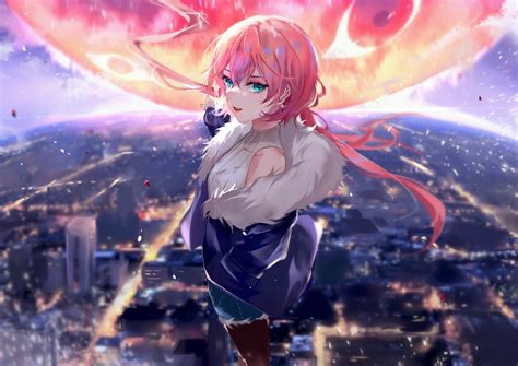 Hình nền Anime cô gái Hình tượng trưng Mặt trăng Vardan 2800x1980