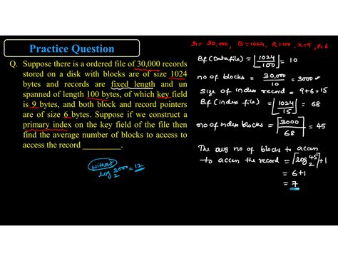 Dbms Primary Index And Secondary Index Questions Pdf