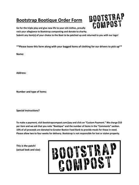 Fillable Online Bootstrap Bootique Order Form Fax Email Print PdfFiller