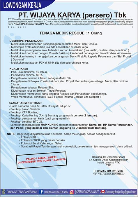 Lowongan Kerja Pt Wijaya Karya Persero Tbk