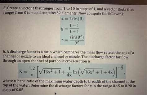 Solved 5 Create A Vector T That Ranges From 1 To 10 In