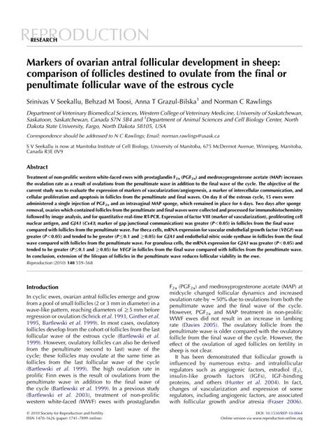 Pdf Markers Of Ovarian Antral Follicular Development In Sheep