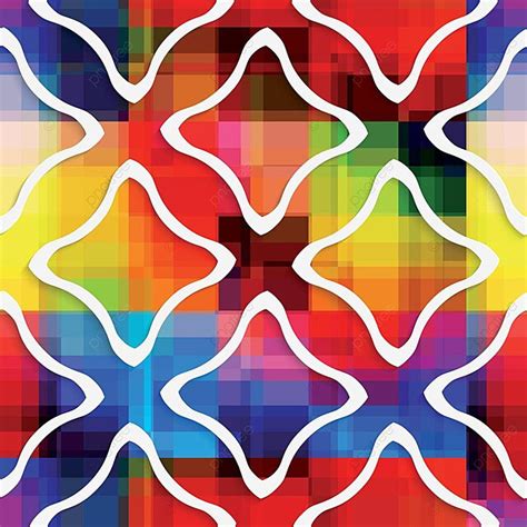 White Wavy Rectangles On Rainbow Seamless Pattern Background Vector Layered Vector Background