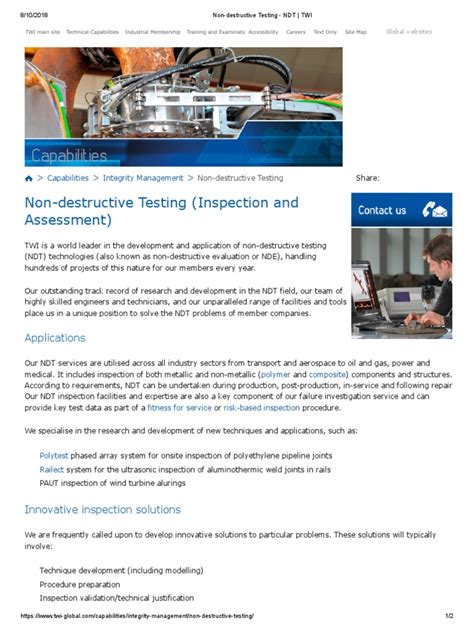 Non Destructive Testing Ndt Twi Pdf Nondestructive Testing Engineering