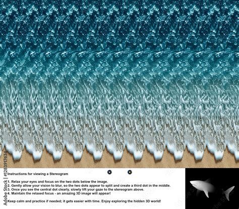 Poster Optical Illusion Stereogram With Hidden 3d Shark Shape With